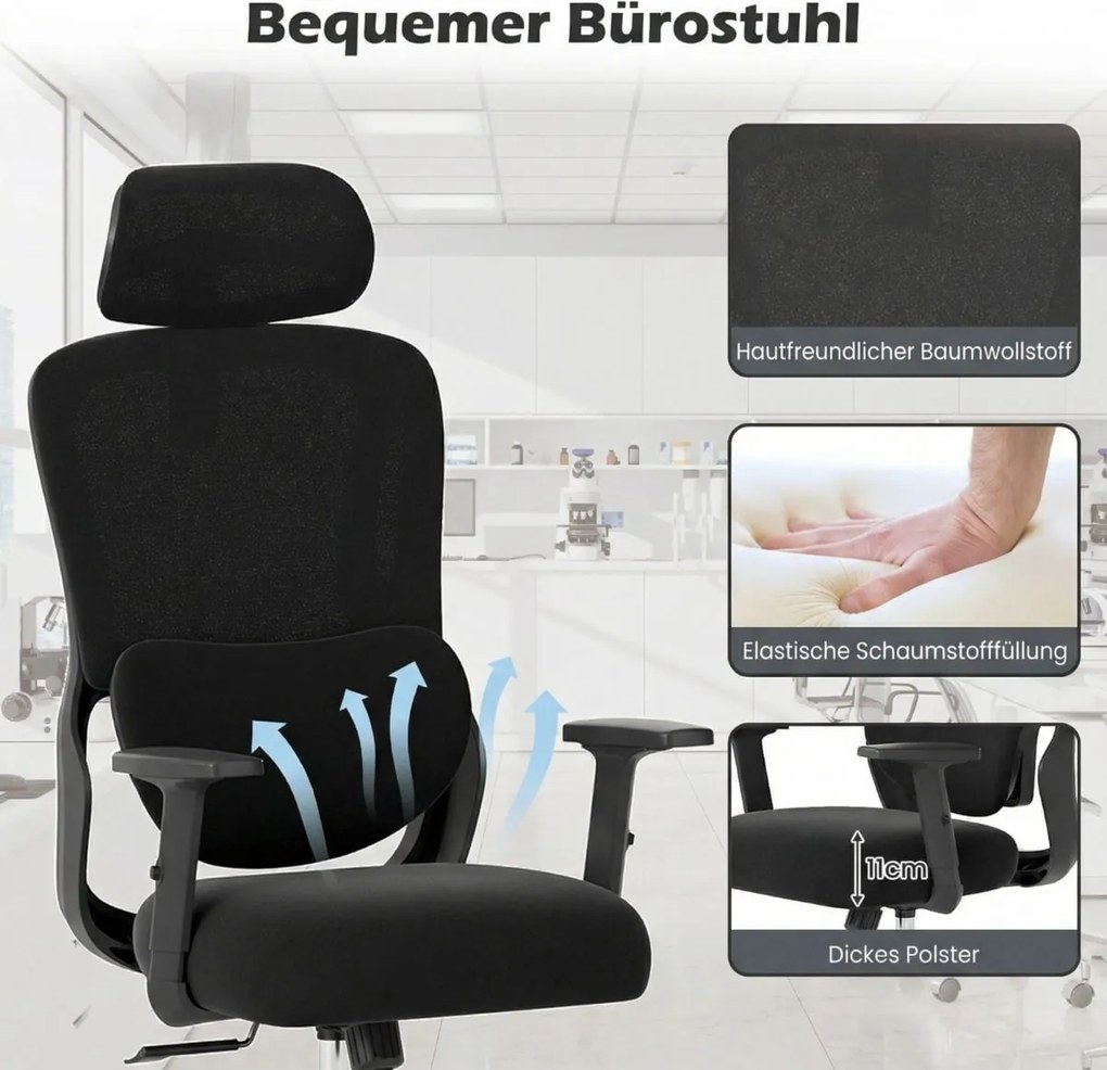 Costway Ergonomická kancelářská židle s nastavitelnou opěrkou hlavy a bederní