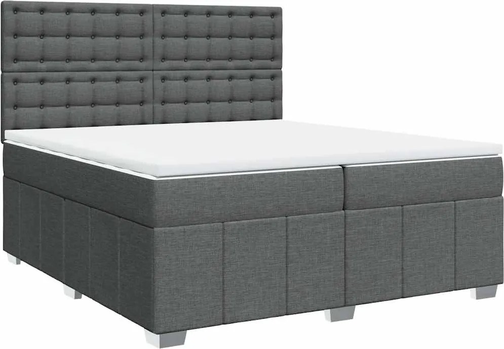 Box spring postel s matrací tmavě šedá 200x200 cm textil 3294090