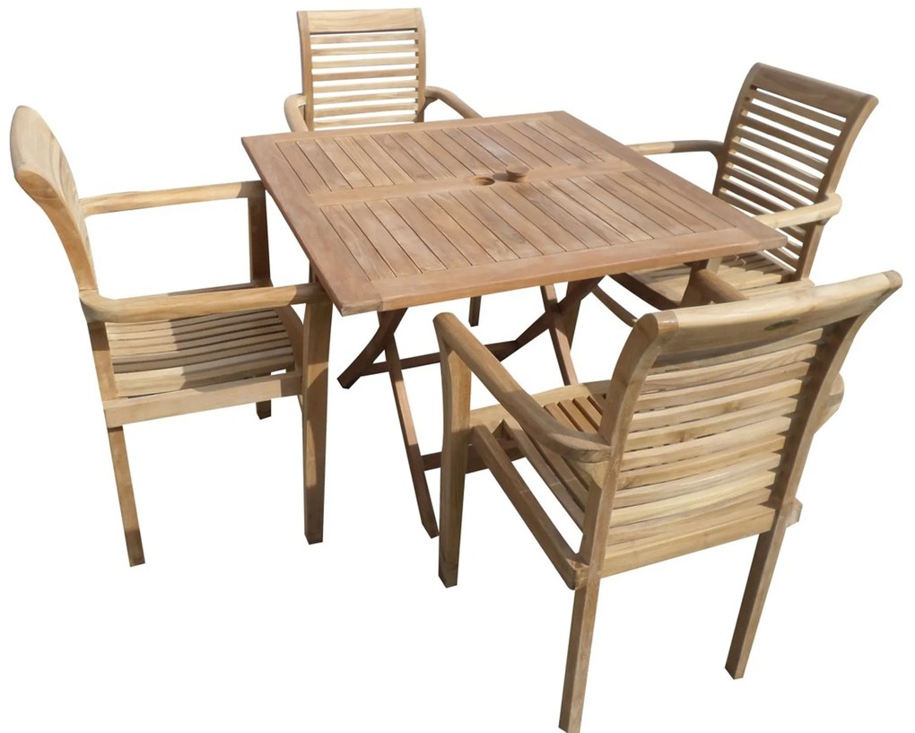 Noela Zahradní dřevěný set 1+4 pro 4 osoby Square I.