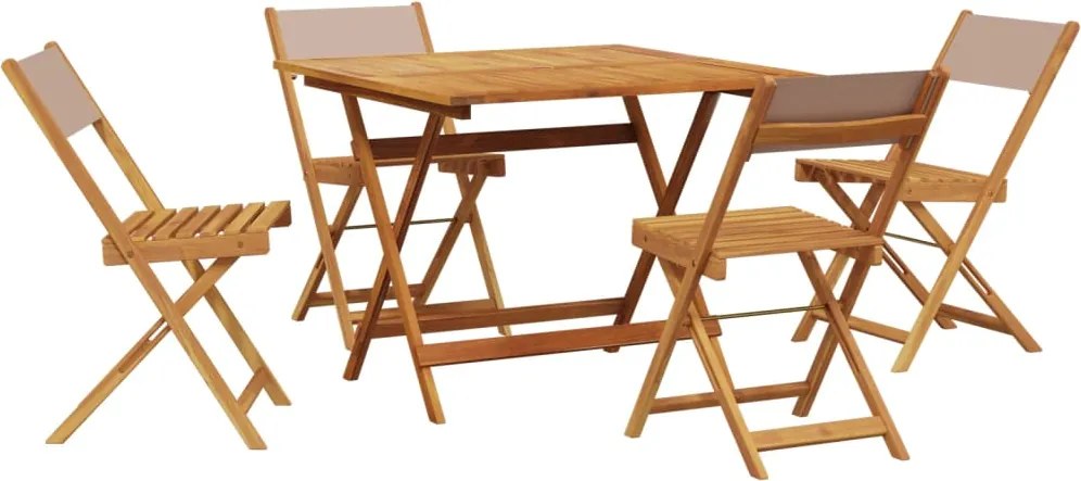 5dílný zahradní jídelní set taupe textil a masivní dřevo 3281786