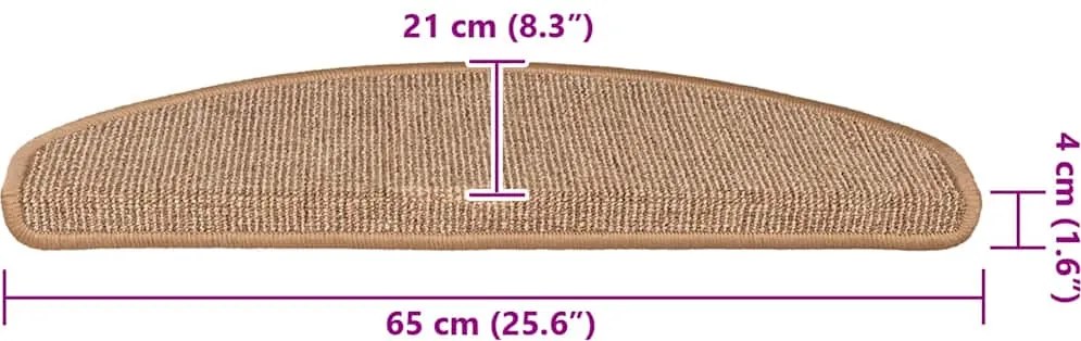 Schodové rohože 15 ks 65 x 21 x 4 cm světle hnědé, půlkulaté, velké 149859