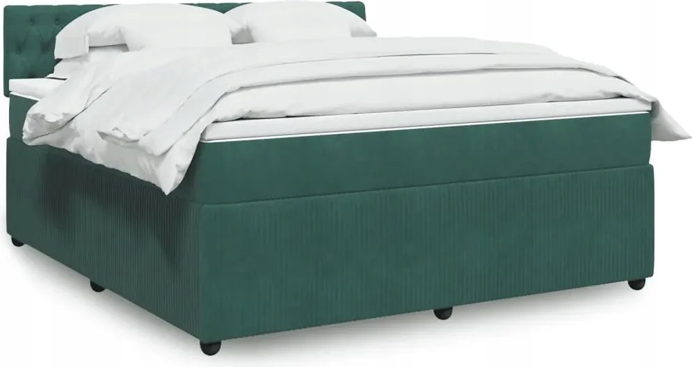 Box Spring Postel S Matrací Samet Tmavě Zelená Prošívaný design 180 x 200