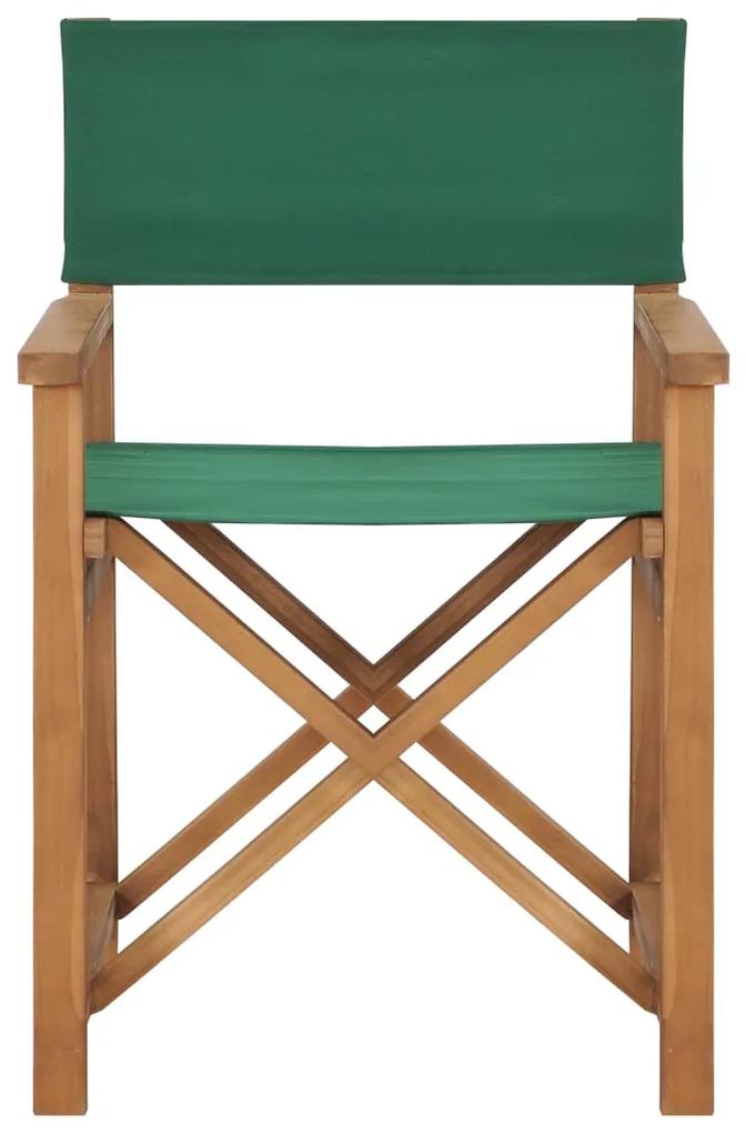 Skládací režisérské židle 2 ks zelené masivní teakové dřevo,  360090