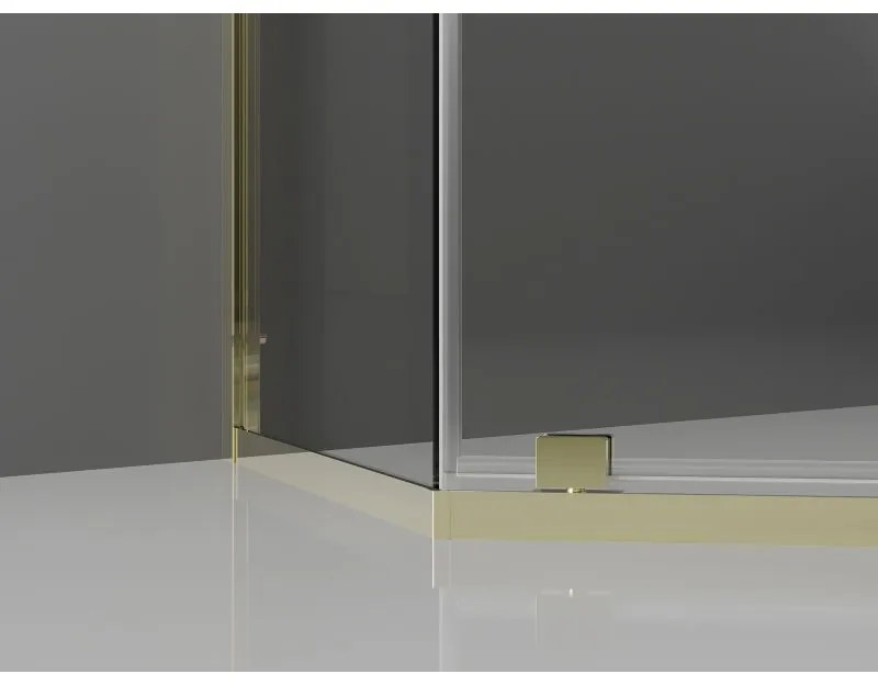Mexen Exo, pětiúhelníkový výklopný sprchový kout 90 x 90 cm, čiré sklo, zlatá, 812-090-090-50-00