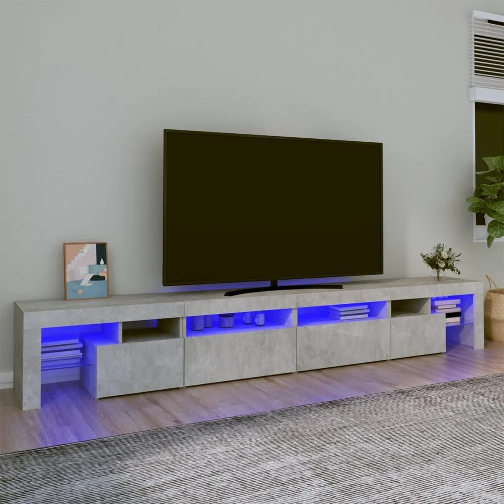 TV skříňka s LED osvětlením betonově šedá 260x36,5x40 cm 3152821