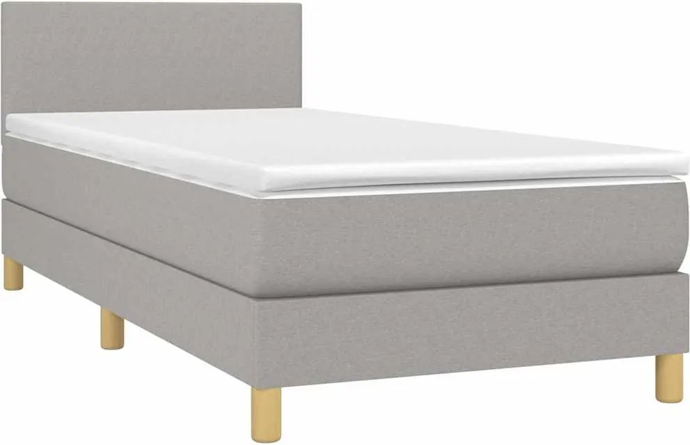 Box spring postel s matrací a LED světle šedá 80x200 cm textil 3133509