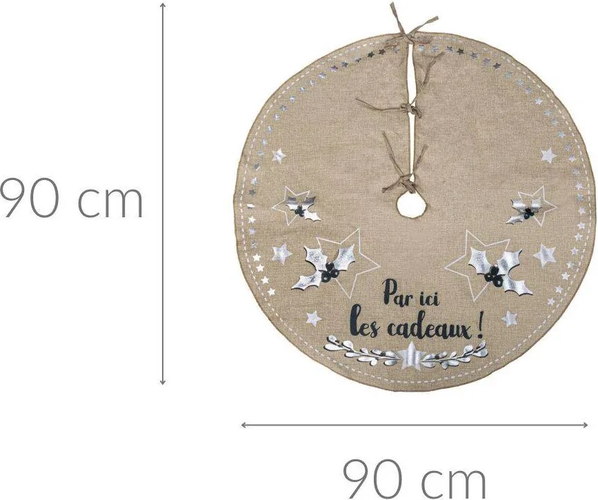 Koberec pod vánoční stromeček z juty, 90 cm