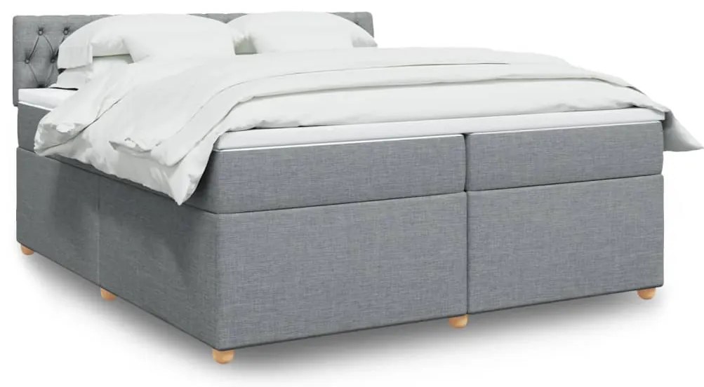 Box spring postel s matrací světle šedá 200 x 200 cm textil 3289094