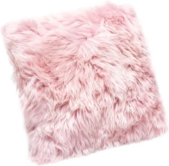 Růžový polštář z ovčí kožešiny Royal Dream Sheepskin, 30 x 30 cm