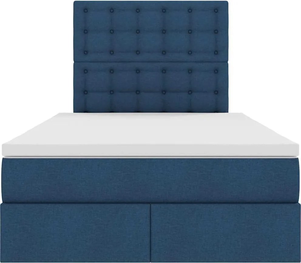 Postel s úložným prostorem a matrací Modrá 120 x 200 cm textil 3371903