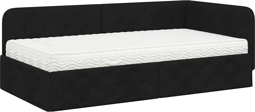 Rohový rám postele Černý 90 x 200 cm textil 3394047
