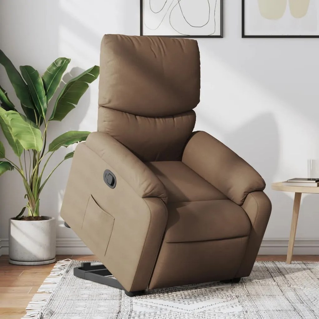 Zvedací polohovací křeslo hnědé textil 3204828