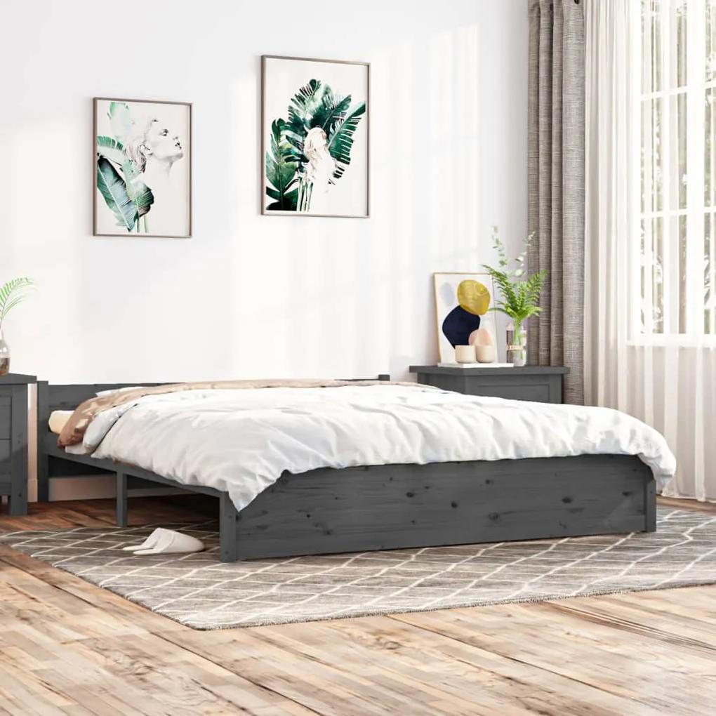 Rám postele šedý masivní dřevo 160 x 200 cm,  815056