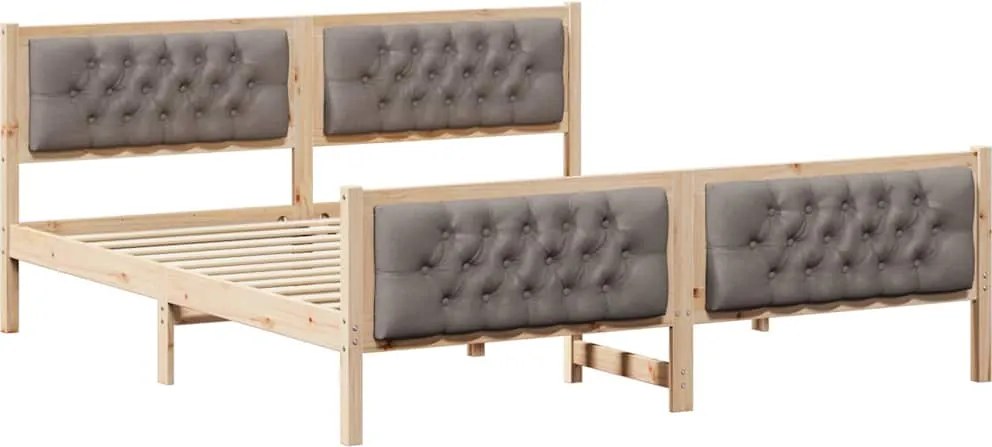 Rám postele s čelo Taupe 160 x 200 cm Masivní borové dřevo 3394281