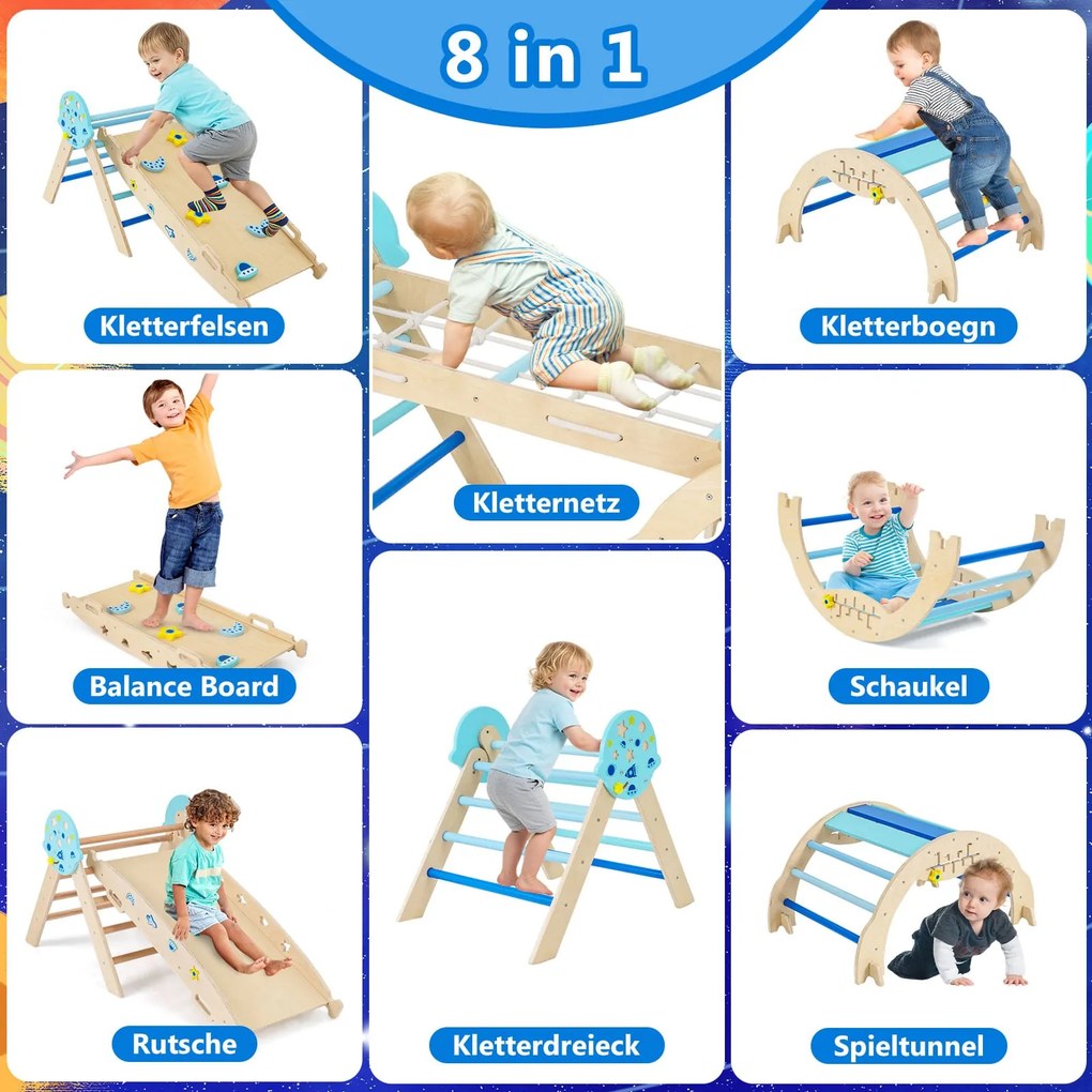 Costway 9 v 1 Montessori prolézačka sada s lezeckým obloukem