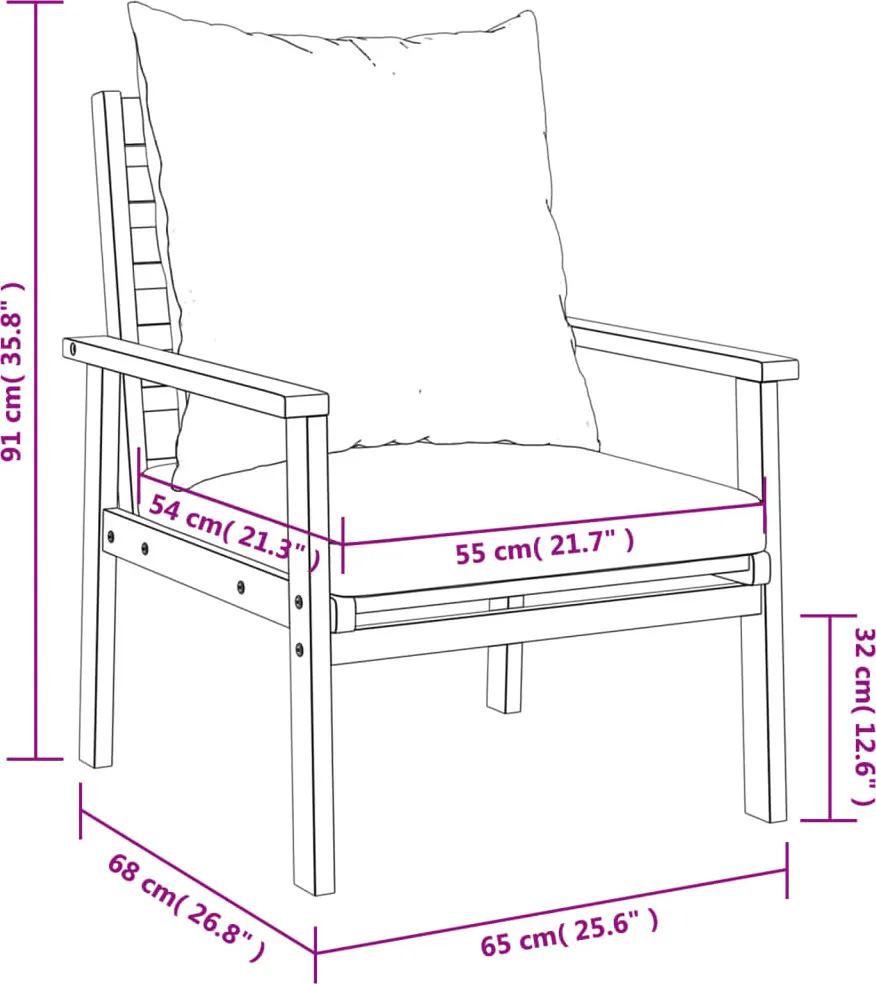 vidaXL Zahradní židle 2 ks s poduškou masivní akáciové dřevo [366375]