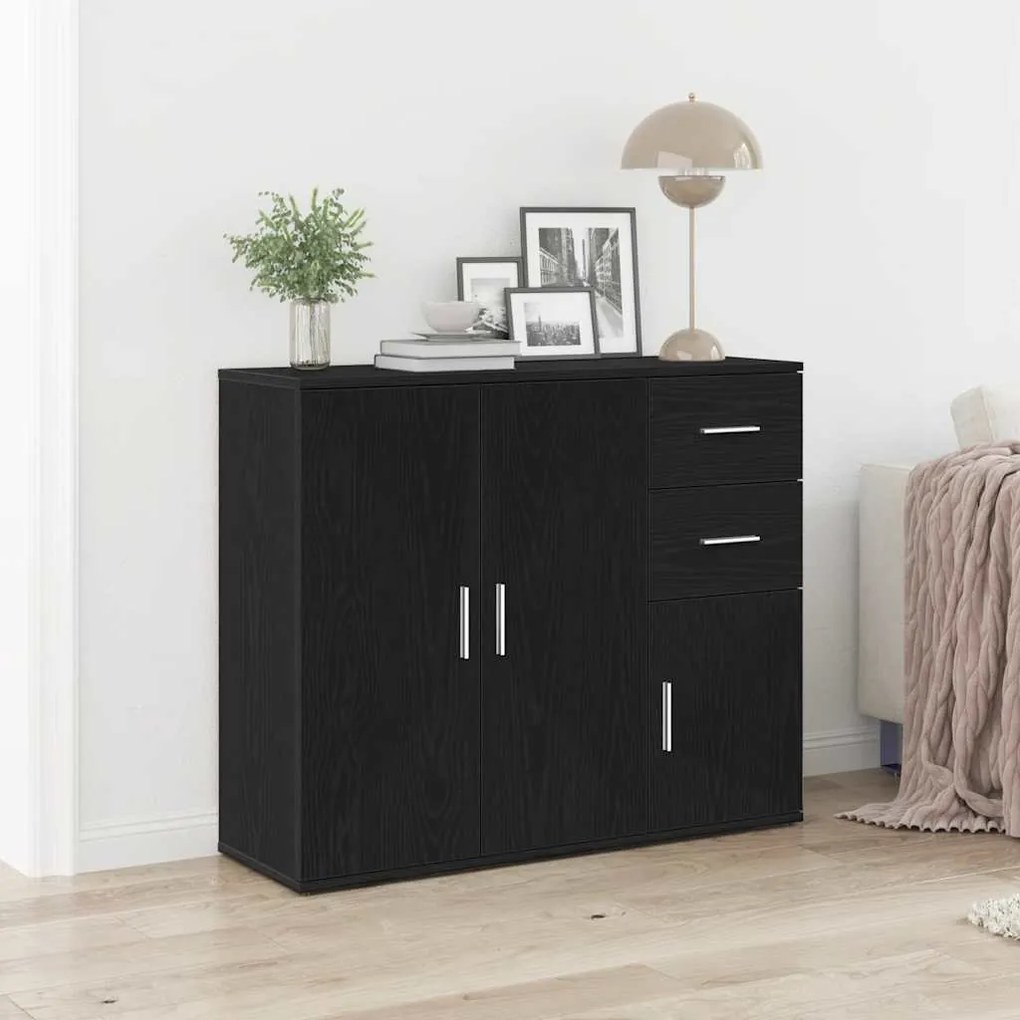 vidaXL Příborník 91 x 29,5 x 75 cm, konstrukční dřevo [823275] Barva: Černý dub