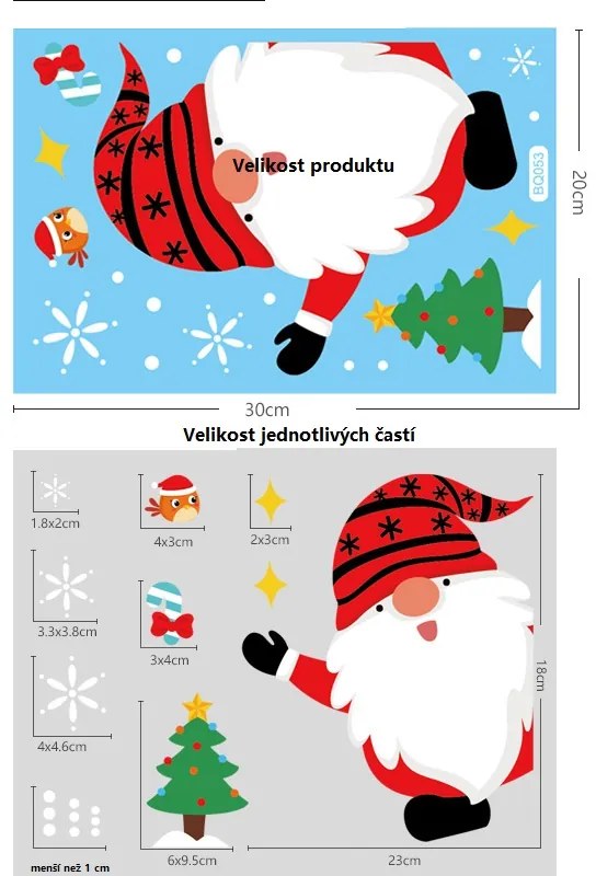 Vánoční samolepky na okna - Santa Claus - různé motivy na výběr Varianta: Varianta 9