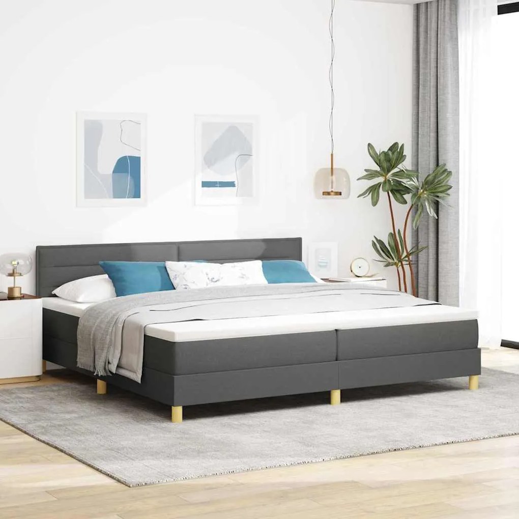 Postel s boxspringem s polštářem Tmavě šedá 200 x 200 cm textil 3338868