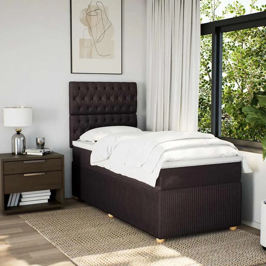 Box spring postel s matrací tmavě hnědá 80x200 cm textil 3291893