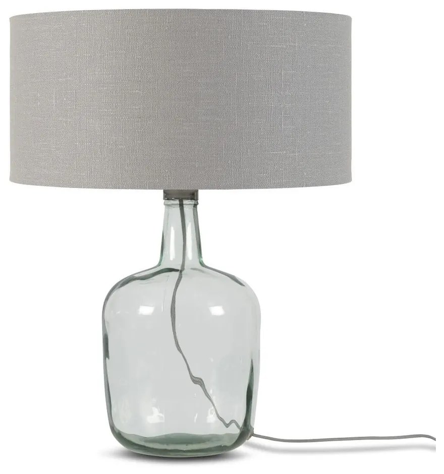 Stolní lampa se světle šedým stínidlem a konstrukcí z recyklovaného skla Good&Mojo Murano, ⌀ 47 cm