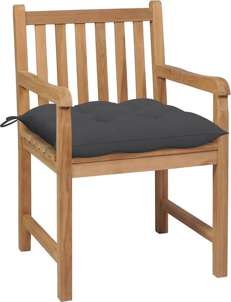 Zahradní židle 2 ks antracitové podušky masivní teak 3062745