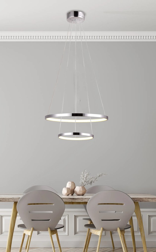 Chromové závěsné LED svítidlo Lune kulaté 50cm 40W  - Candellux