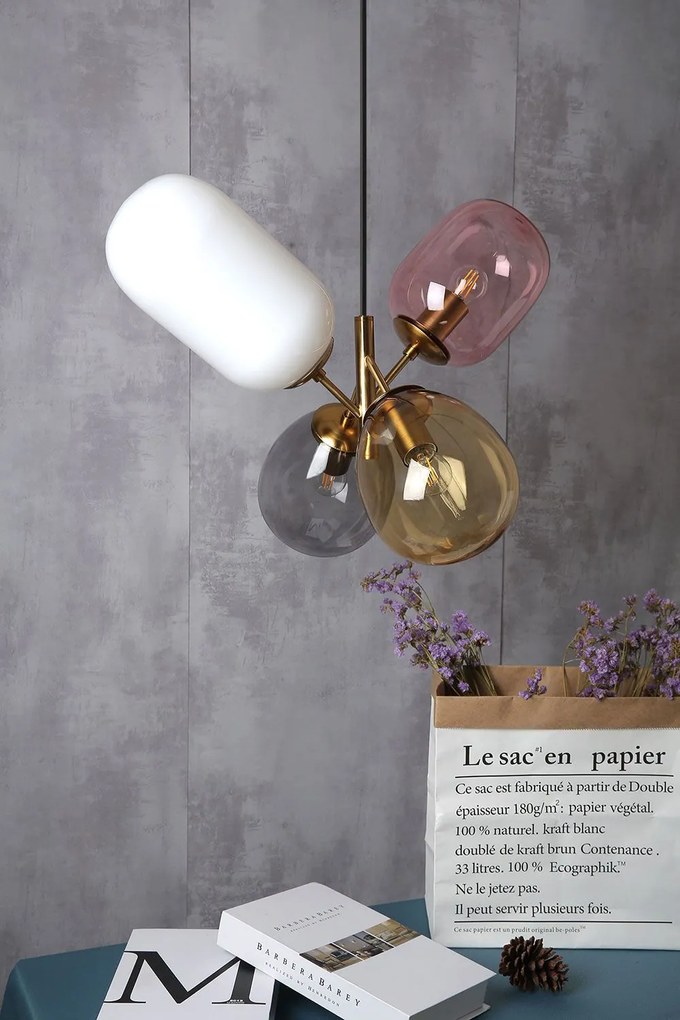 Toolight Toolight, Stropní svítidlo ze skla vícebarevné E14 60W APP436-4C, OSW-00565
