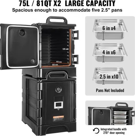 Izolovaný přepravní box na jídlo 75 l se 2 nádobami