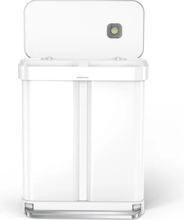 Bílý ocelový odpadkový koš 34+24 l na tříděný odpad/nášlapný Dual – simplehuman