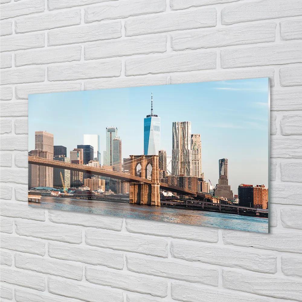 akrylový obraz Panorama bridge river 100x50 cm