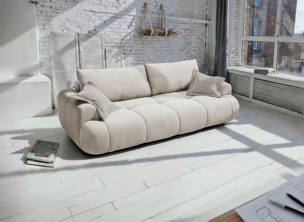 XXXLutz ROZKLÁDACÍ POHOVKA, plast, textil, kompozitní dřevo, šampaňská MID.YOU - Rozkládací pohovky - 000694009404