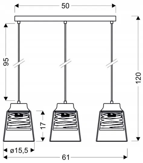 Lustr na lanku FRESNO 3xE27/60W/230V
