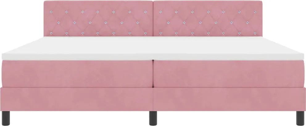 Postel s boxspringem s matrací s čelo Růžová 200 x 200 cm samet 3339133