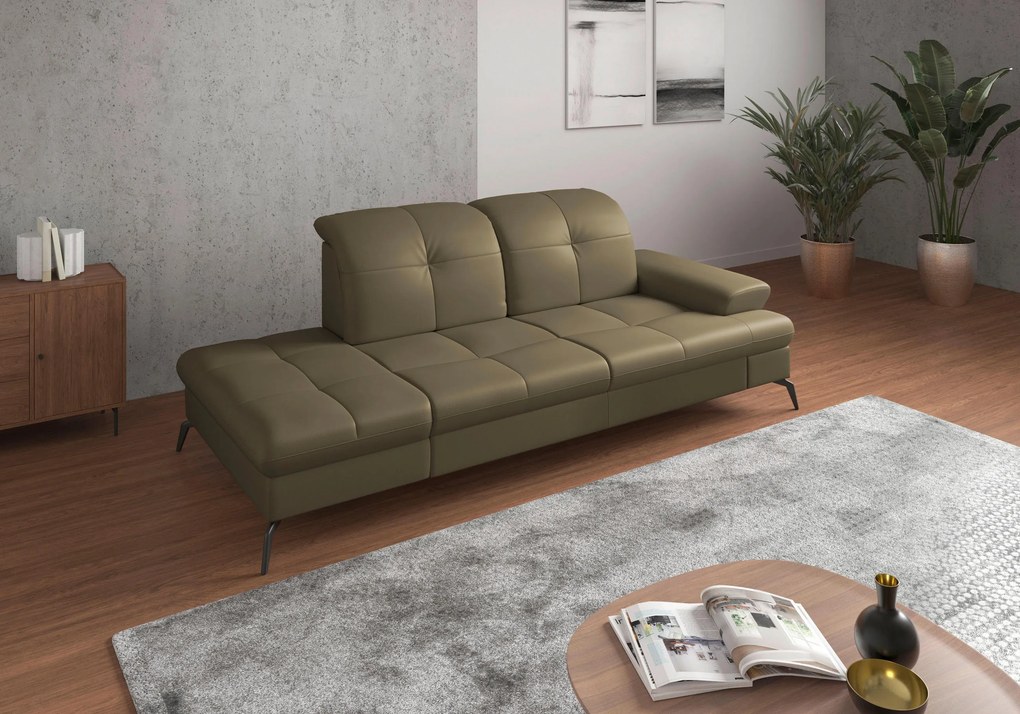 XXXLutz LENOŠKA, textil, kůže, olivově zelená Sit & More - Online Only sedačky - 00014401178R