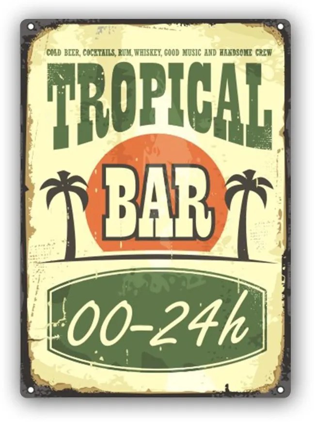 CARO Kovový obraz - Retro - Tropical Bar 40x60 cm