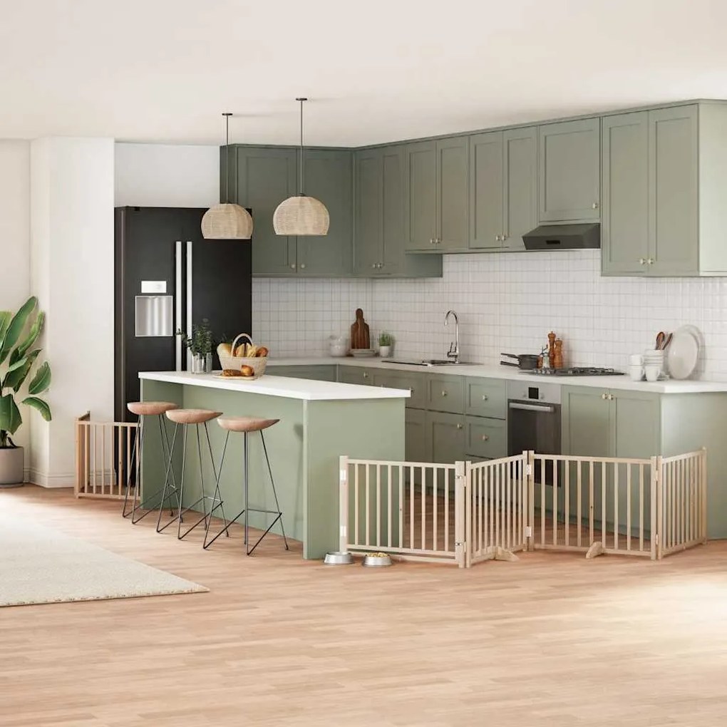 Zábrana pro psy s dvířky skládací 10 panelů 800 cm topol 3155723