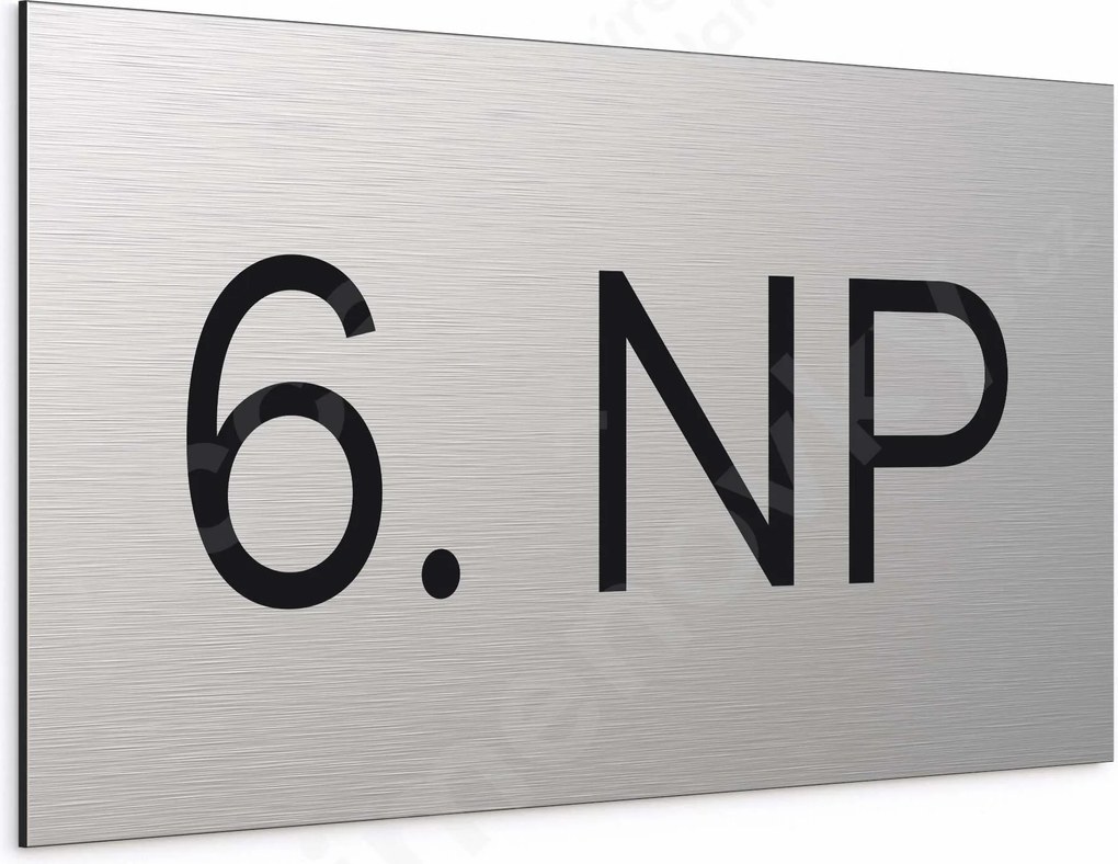 ACCEPT Označení podlaží "6. NP" - stříbrná tabulka - černý popis