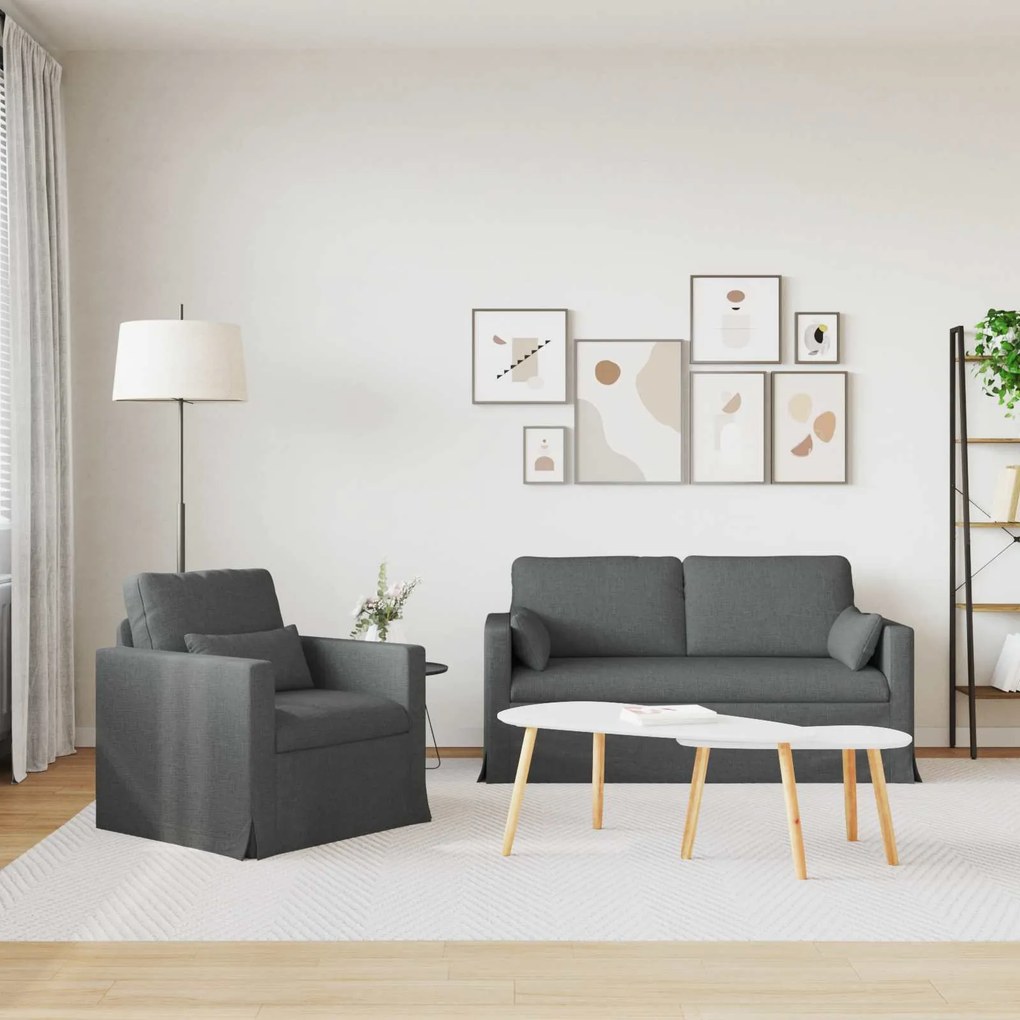 Set pohovek 2 ks Tmavě šedá textil 3407538