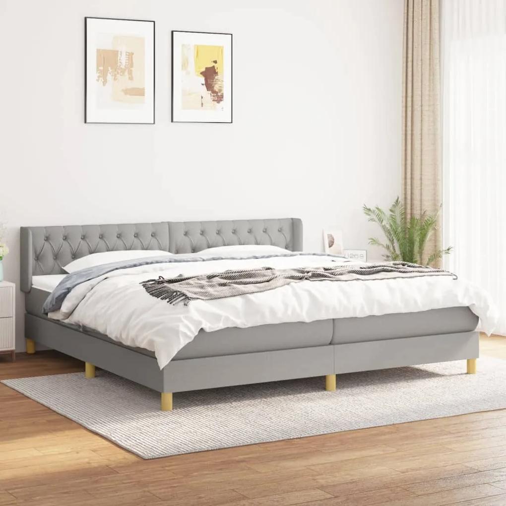 Box spring postel s matrací světle šedá 200 x 200 cm textil,  3130537