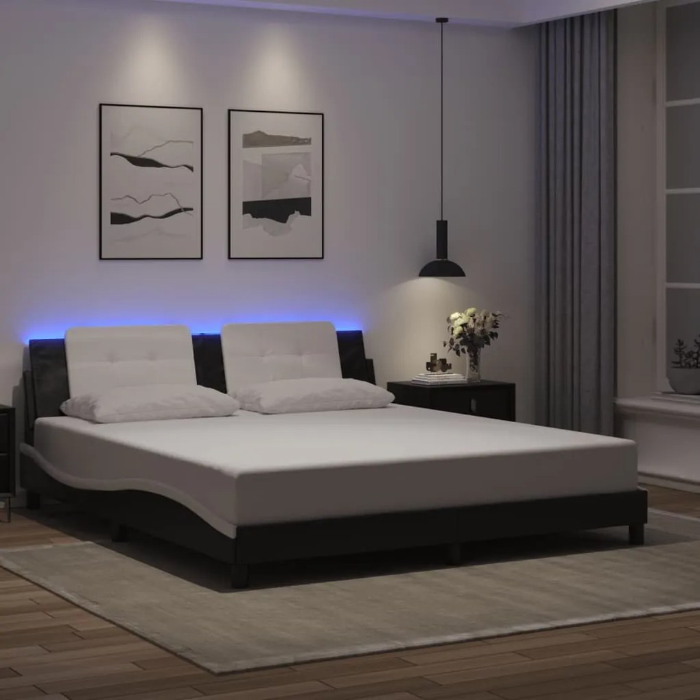 Rám postele s LED bez matrace Zadar černý a bílý 180x200 cm 3214129