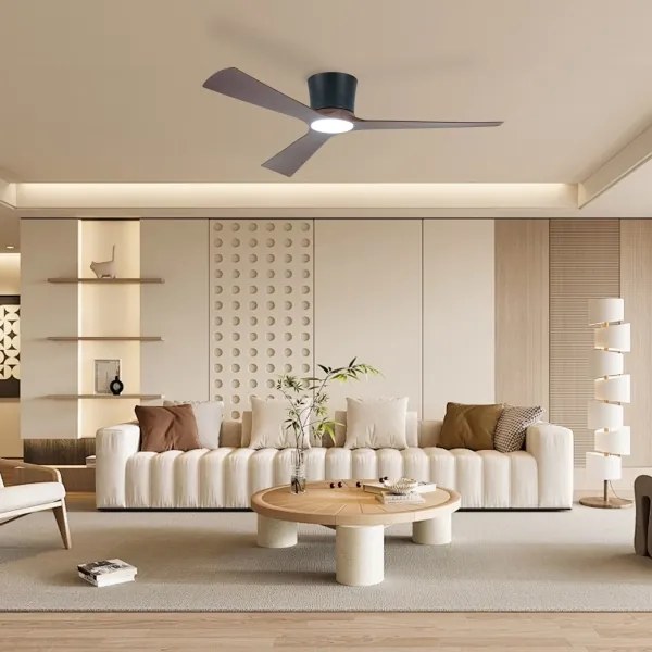 ZEVENTI - LED Stropní ventilátor AUREX LED/24W/230V Wi-Fi Tuya černá/ořech + DO