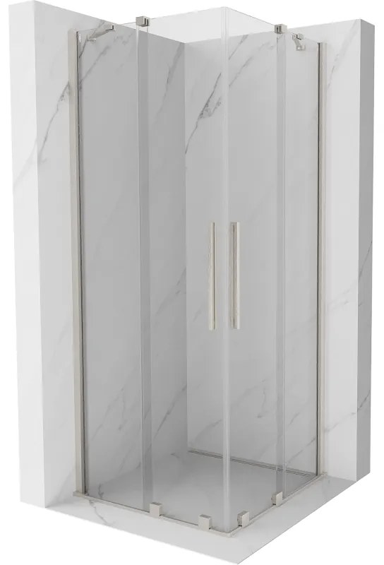 Mexen Velar Duo, sprchový kout s posuvnými dveřmi 90 x 90 cm, 8mm čiré sklo, broušená ocel, 871-090-090-02-97