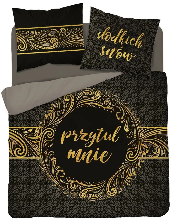 Detexpol Bavlněné povlečení 160x200 Hug me black gold 3755 A Holland 78