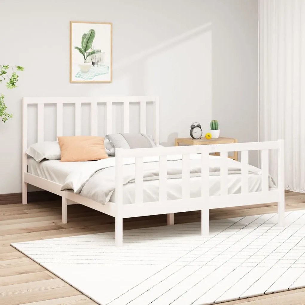 Rám postele bílý masivní borovice 140 x 200 cm,  3106704