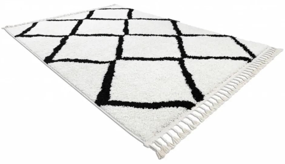 Kusový koberec Shaggy Cross bílý 180x270cm