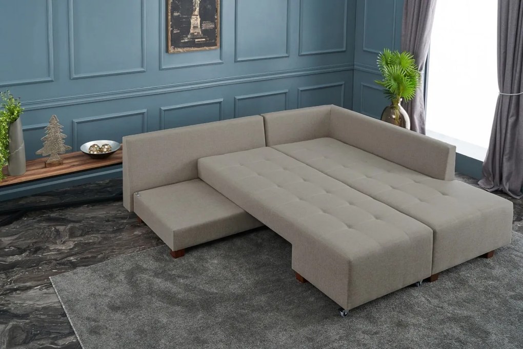 Hanah Home Rozkládací rohová pohovka MANAMA 282 cm béžová pravý roh 825BLC2546