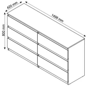 Široká komoda Carlos, dub sonoma, 150 cm