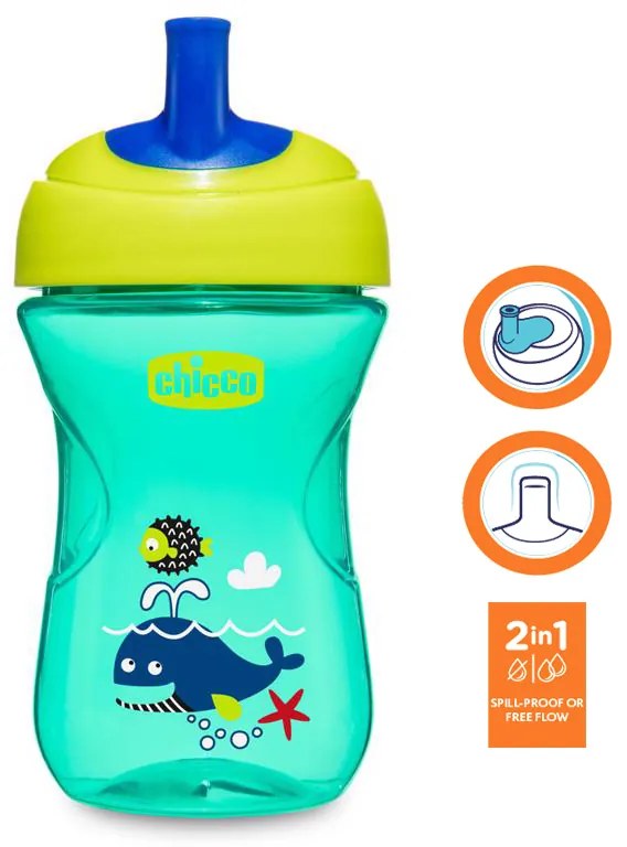 CHICCO Hrneček Advanced s brčkovým náustkem 266 ml zelený 12m+