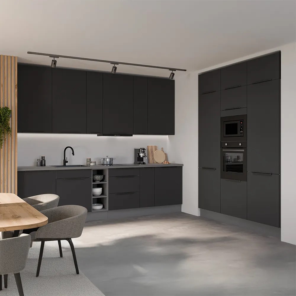 ARIA ab | horní kuchyňská skříňka 60x60 GN-90 2F (90°) rohová s policemi | VYSOKÁ | 60x60 cm | antracit/černá